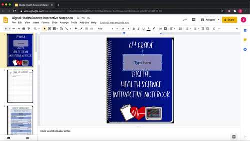 Digital Health Science Interactive Notebook Template by The Educators' Aide