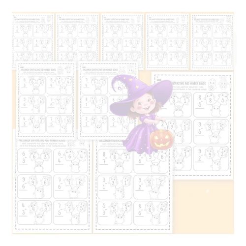 Halloween Subtraction Worksheets with Ten Frames and Number Bonds | Fun ...