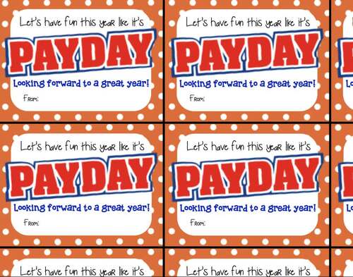 Payday Candy Bar Beginning of Year Gift Tag-Let's have fun this year ...