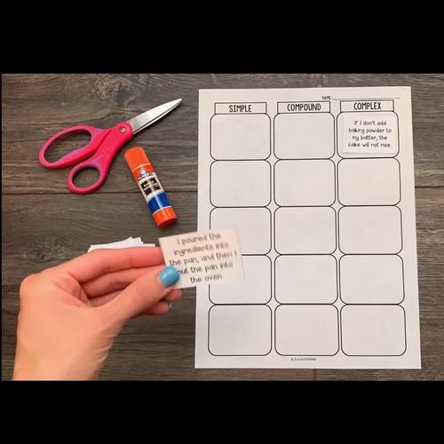Simple, Compound, Complex Sentences Sort - Types of Sentences Activity