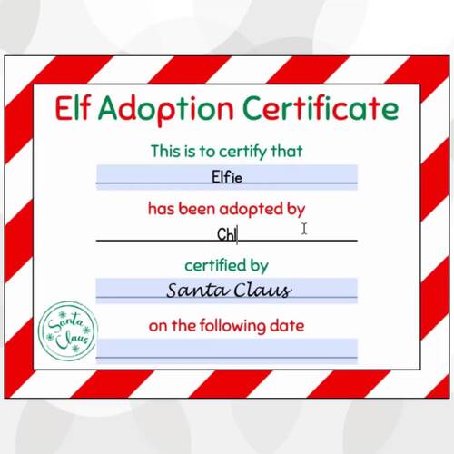 Editable Elf Adoption Classroom Christmas Arrival Certificate | TPT
