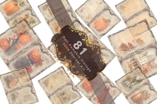 Fall Pumpkin Vintage Junk Journal Kit - 81 High-Quality Printables