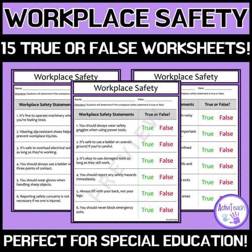 Workplace Safety Worksheets Packet Safety in the Workplace Scenarios ...