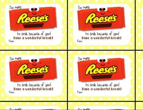 Reese's Chocolate Christmas/Winter Holiday Gift Tag-So many Reese's ...