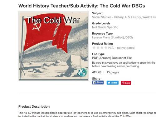 World History Teacher/Sub Activity: The Cold War DBQs by Social Studies ...