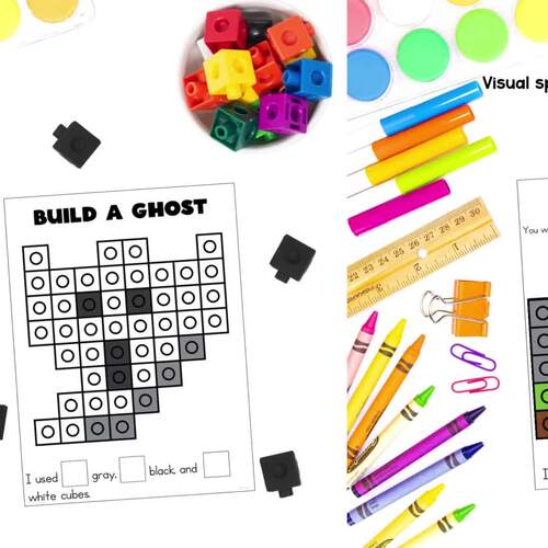 Snap Cube Puzzles Halloween Math Centers by I Love 1st Grade | TPT