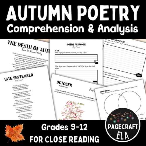 Autumn and Fall Poetry Analysis Activities – 9 Printable Poems for High ...