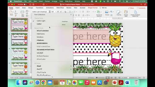 Editable Desk Name Plates / Tags PowerPoint Slides (Tropical): Lined ...