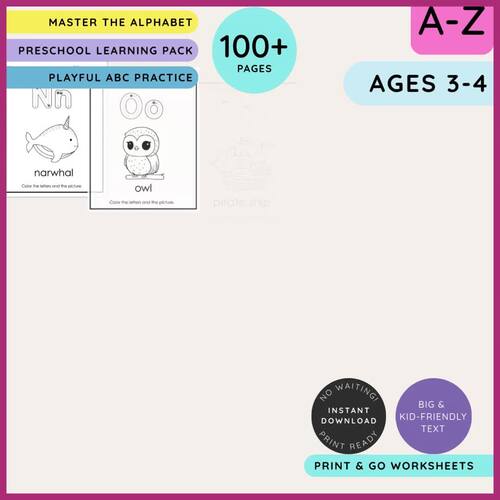 5-Pack ABC Learning Activity Bundle | Preschool ABC Skills Mega Pack ...