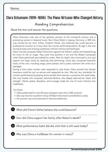 Vol 2 Composer Reading Comprehension Passages & Activities | Music ...