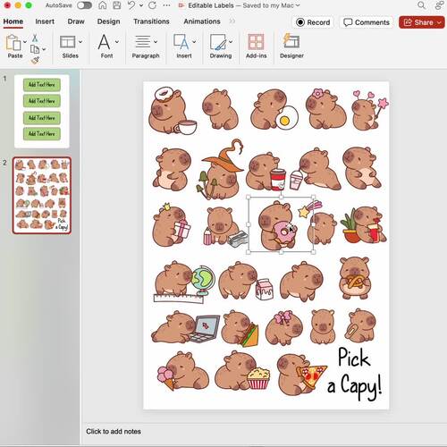 95 Cute Capybara Teacher Toolbox Trolley Drawer Labels || Kawaii ...