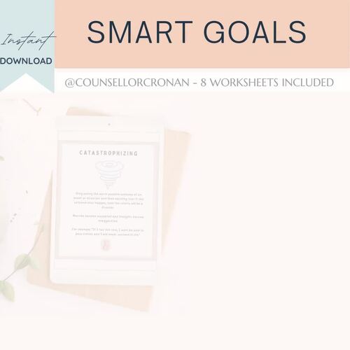 Smart goals planner worksheets, goal setting tools, therapy worksheets