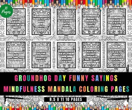 Groundhog Day Coloring Sheet, Mindfulness Groundhog Funny Coloring Pages