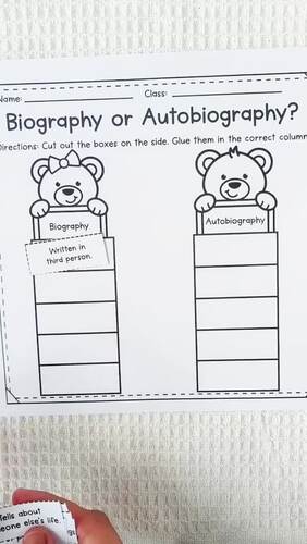 Biography or Autobiography? – Cut and Paste Sorting Activity | TPT