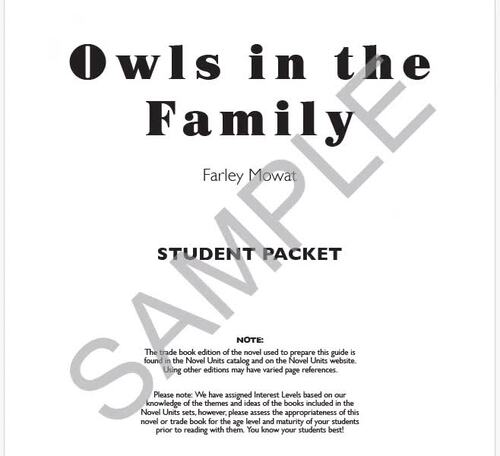 Owls in the Family Novel Units® Student Packet Novel Study | TPT