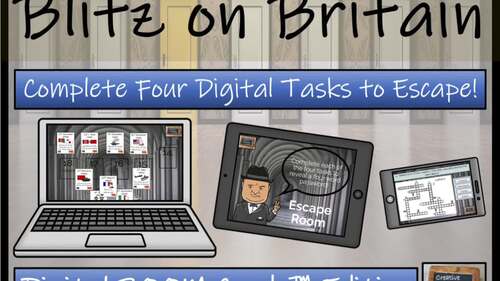 Blitz on Britain in World War 2 BOOM Cards™ Digital Escape Room Activity