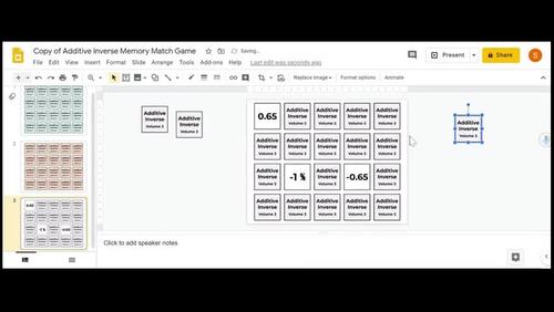 Additive Inverse Memory Match Game | Printable and Digital by Ms V's Room