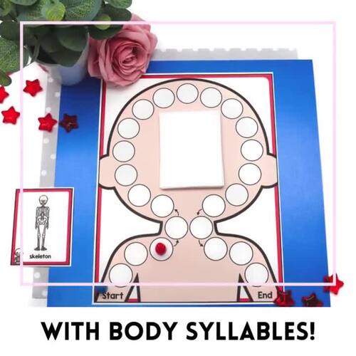 Human Body Parts Literacy Centers - Body Counting Syllables Game - Body ...