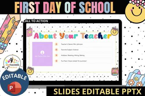 First Day of School Editable PPTX Slides | Back to School pastel theme ...