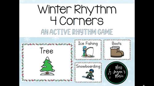 Winter Rhythm 4 Corners Movement Rhythm Game by Miss Jayna's Music