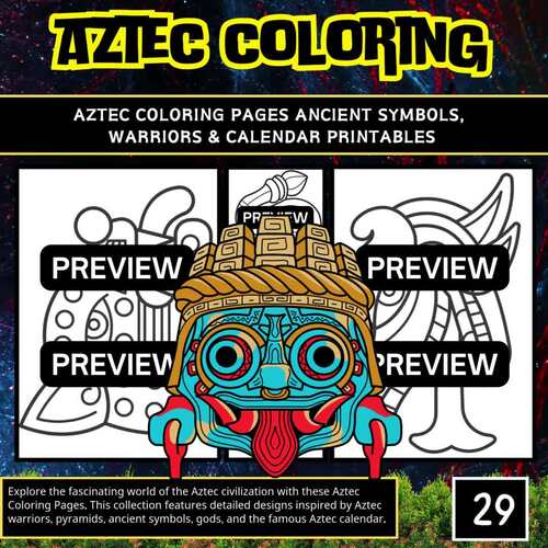 Aztec Coloring Pages Ancient Symbols, Warriors Printables back to school