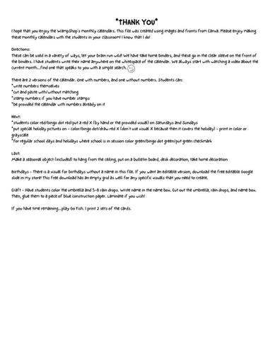 April Calendar by Emily Wampler | TPT