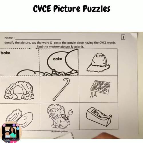 CVCE Picture Puzzle | Long Vowel Kindergarten Center- Silent E | TPT