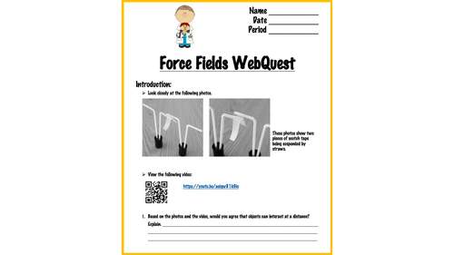 Force Fields WebQuest | NGSS MS-PS2-5 Magnetism & Electric Fields Activity