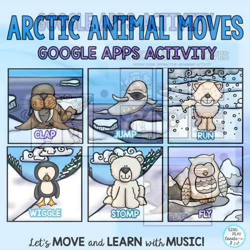 Arctic Animal Moves Brain Break, Movement Game| Interactive Google Slides