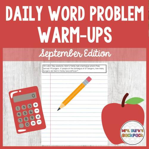 SEPTEMBER Daily Addition & Subtraction Math Word Problem Warm-Ups