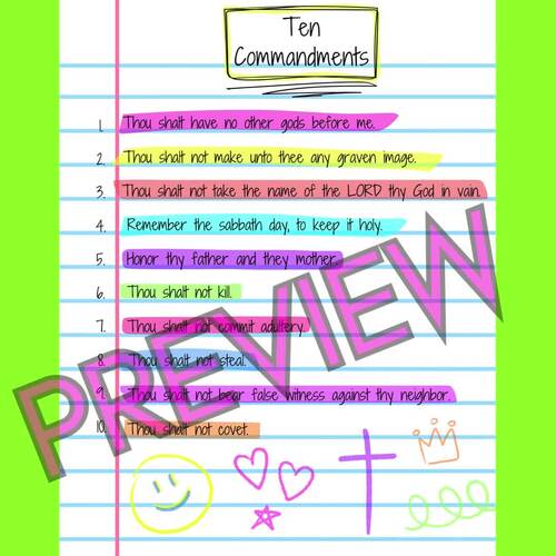 TEN COMMANDMENTS Posters (KJV & Louisiana HB71) Christian Classroom ...