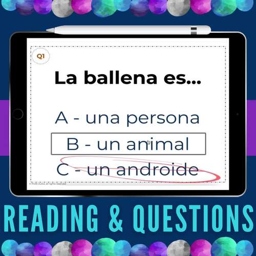 Boom Cards La ballena | A Spanish Short Story for beginners with Questions