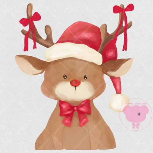 Cute Reindeer Clipart | Watercolor PNG Set for Holiday Crafts ...