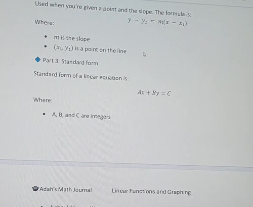 Algebra 1: Linear Functions and Graphing by Adah's Math Journal | TPT