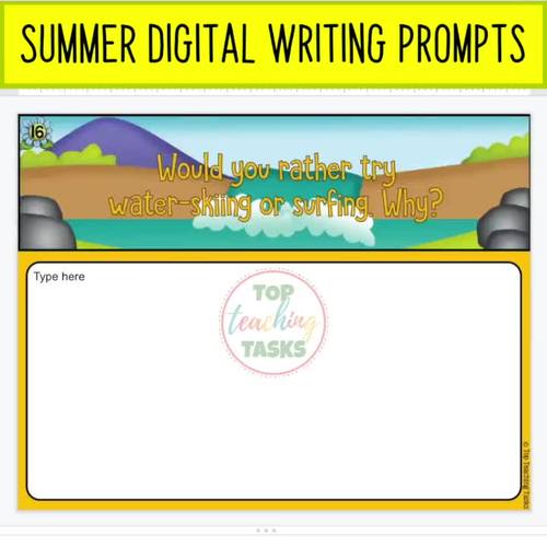 Summer Writing Prompts for Google Classroom | Quick Writes | TPT