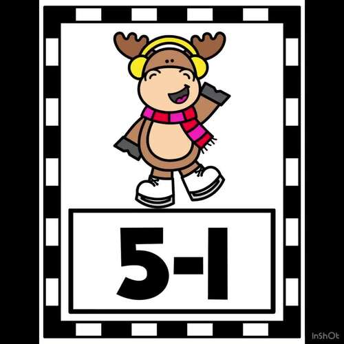 Winter Subtraction within 5 Kindergarten Math Centers Task Cards