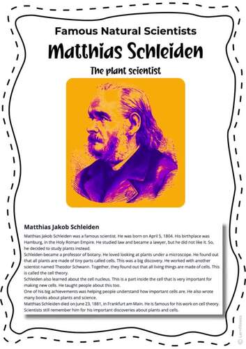 Scientist Matthias Schleiden - Fact Sheet, Quiz + Interactive PDF + H5P