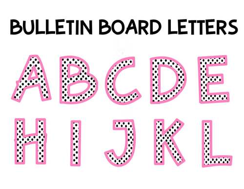 Printable Bright Black and Pink Bulletin Board Large Alphabet Letters ...