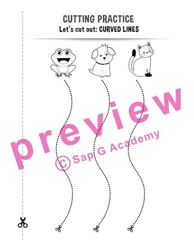 Scissor skill Cutting and Coloring practice with Animal Cartoon | TPT