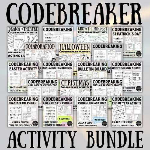 BUNDLE | Codebreaker Cryptogram Activities | 30 PRINTABLE Crack the Codes