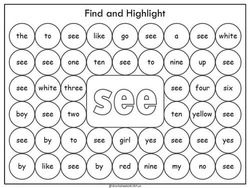 Sight Word Searches, Sight Word Practice Worksheets, High Frequency ...