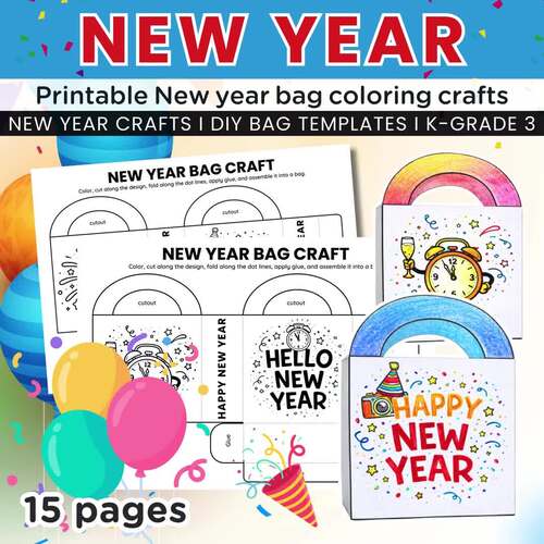 New Year Bag Crafts, DIY Coloring Templates, Fun Holiday Classroom ...