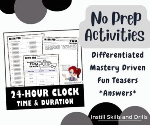 24 Hour Clock Conversions and Elapsed Time Practice & Word Problems ...