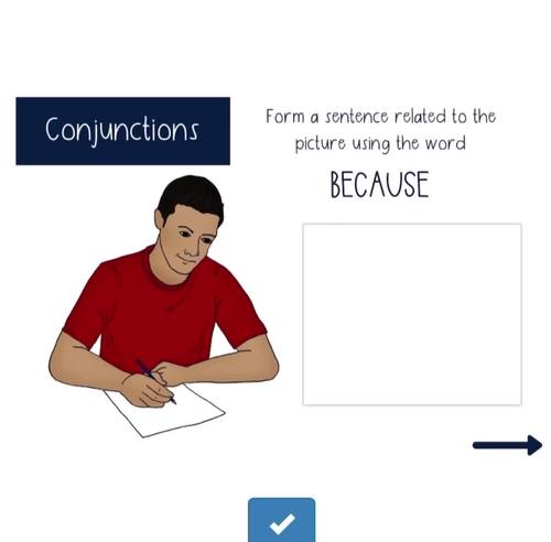 BOOM CARDS™ Sentence Formulation: Conjunctions, Adverbs, Prepositional ...
