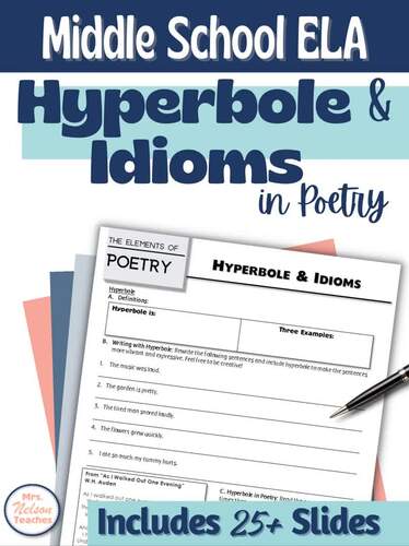Hyperbole Worksheet Idioms Worksheet in Middle School Poetry | TPT