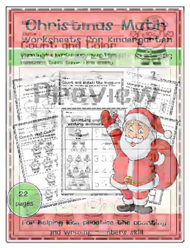 Christmas Kindergarten Math Worksheets | Counting and Writing numbers