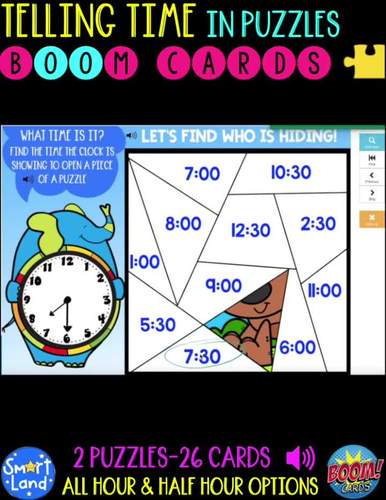 Telling Time in Puzzles_Boom Cards™| Hour & Half hour by Smart Land ...