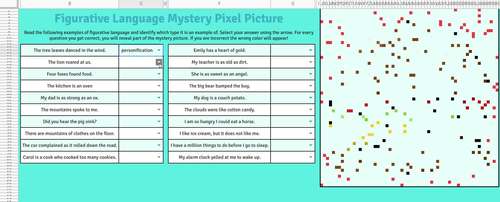 Figurative Language Digital Mystery Pixel Picture by Edit or Regret It