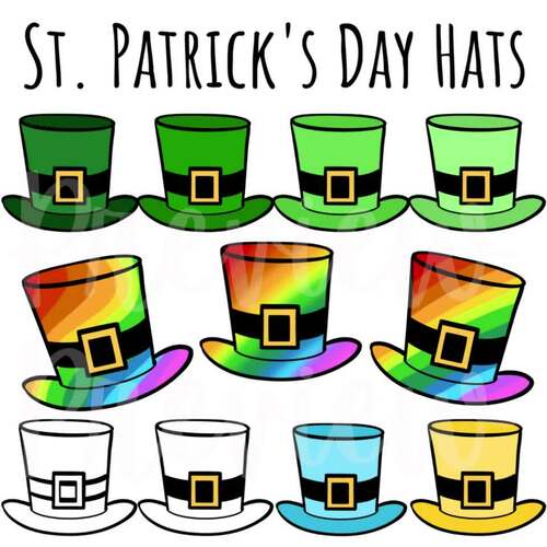 St. Patrick's Day Leprechaun's Hat Clip Art Rainbow Colors March # ...