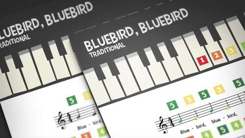 Bluebird, Bluebird - Children's Song | Piano Sheet Music | Play-by-Numbers